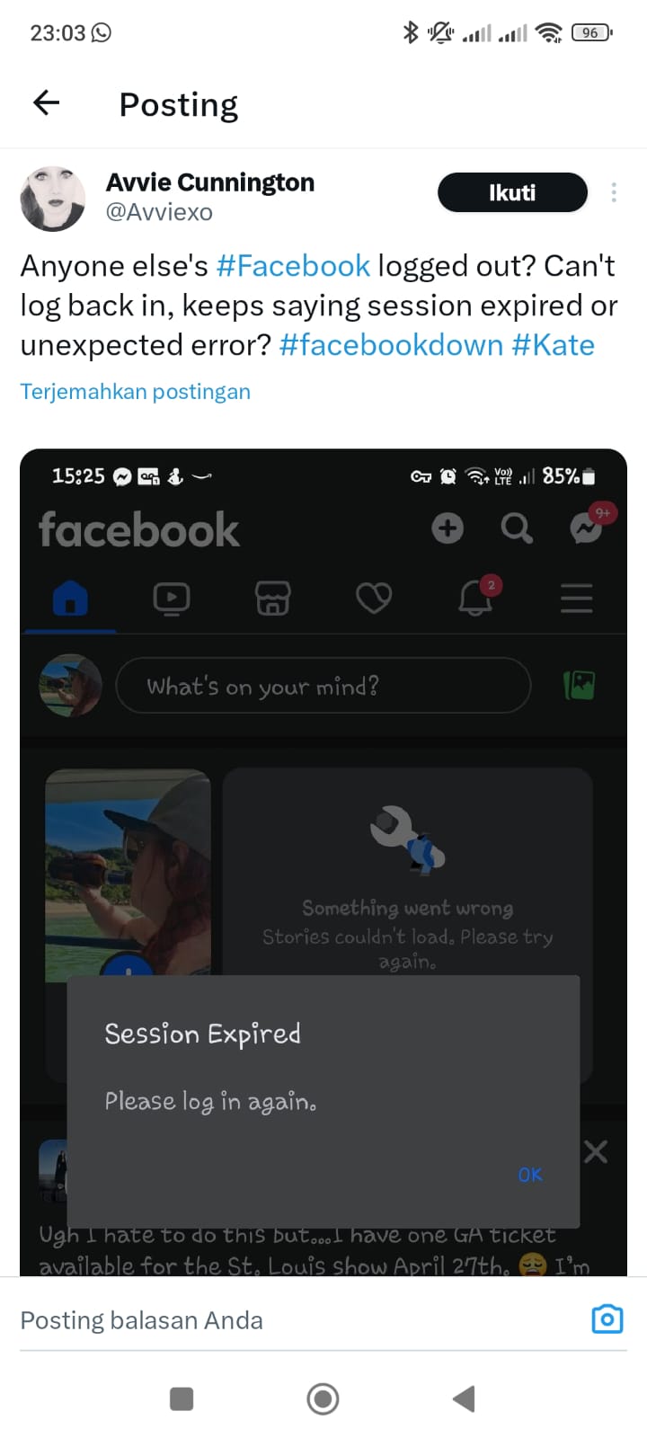 Facebook Error, warganet cek X - Beranda Sumbar